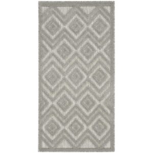 nourison versatile indoor/outdoor silver grey 5' x 7' area-rug, easy-cleaning, non shedding, bed room, living room, dining room, deck, backyard, patio, high traffic area (5x7)