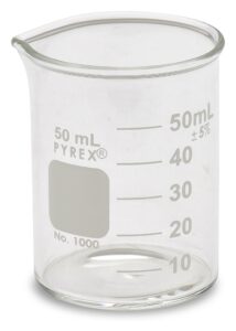 seoh pyrex griffin low form 50ml beaker graduated ea