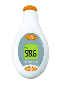 veridian healthcare temple & underarm thermometer | infrared measurements | fast 4-second readout | fever alert | backlit display | programmable timer | 1-year warranty