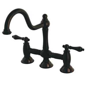 kingston brass ks3785al restoration bridge kitchen faucet, oil rubbed bronze