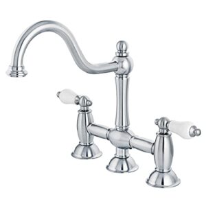 kingston brass ks3781pl restoration bridge kitchen faucet, 8", polished chrome