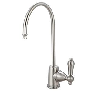 kingston brass gourmetier ks7198al restoration single handle water filtration faucet, brushed nickel,6-inch spout reach