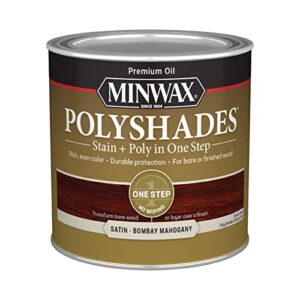 1/2 pt minwax 21380 bombay mahogany polyshades wood stain and polyurethane, satin