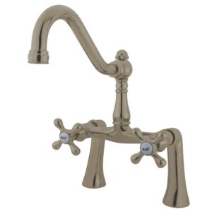 kingston brass ks3238ax restoration clawfoot faucet with handle, brushed nickel, 7 x 10.81 x 12.63