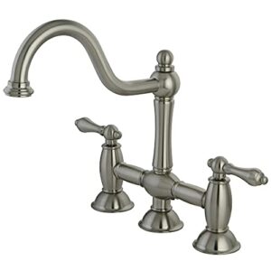 kingston brass ks3788al restoration 8-inch kitchen faucet without sprayer, brushed nickel