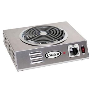 cadco csr-3t 14" electric portable countertop hi-power hot plate w/one tubular burner for restaurant hotel food truck concession kiosk, stainless steel, 120v