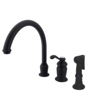 kingston brass ks7825tlbs templeton single handle high spout kitchen faucet with brass sprayer, oil rubbed bronze