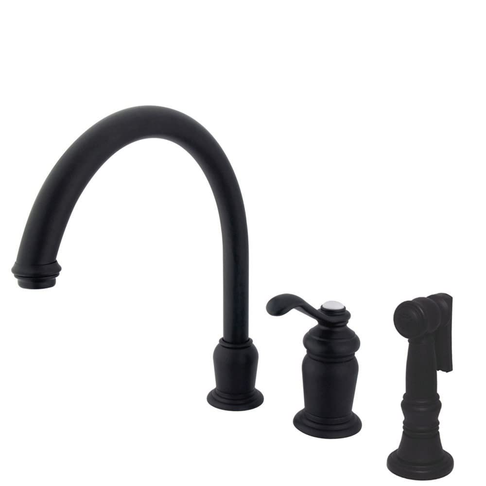 Kingston Brass KS7825TLBS Templeton Single Handle HIGH SPOUT Kitchen Faucet with Brass Sprayer, Oil Rubbed Bronze