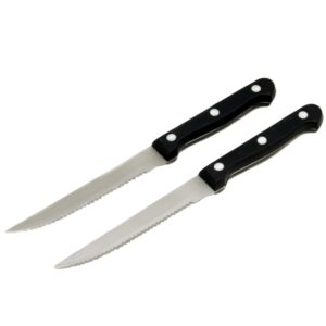 chef craft select steak knife set, 4.5 inch blade 8.25 inches in length 2 piece set, stainless steel/black