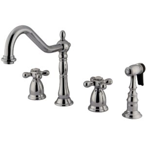 kingston brass ks1791axbs heritage widespread kitchen faucet, 8-1/2", polished chrome