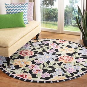 safavieh chelsea collection area rug - 4'6" x 6'6" oval, black, hand-hooked french country wool, ideal for high traffic areas in living room, bedroom (hk214b)