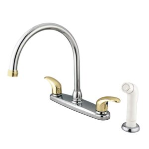 kingston brass kb6794ll legacy 8-inch centerset kitchen faucet, polished chrome/polished brass