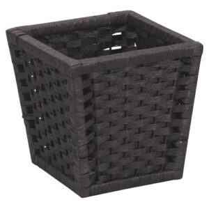 household essentials ml-7032 paper rope wicker waste basket | for bedrooms & bathrooms | black stain