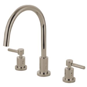 kingston brass ks8726dlls concord widespread kitchen faucet, 7-7/8 inch in spout reach, polished nickel