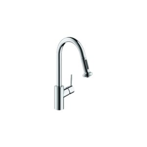 hansgrohe talis s² chrome high arc kitchen faucet, kitchen faucets with pull down sprayer, faucet for kitchen sink, magnetic docking spray head, chrome 14877001