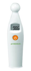 veridian healthcare temple thermometer | infrared measurements | fast 6-second readout | fever alert | backlit display | programmable timer | 1-year warranty