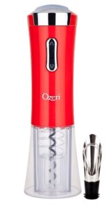 ozeri nouveaux ii electric wine opener with foil cutter, wine pourer and stopper