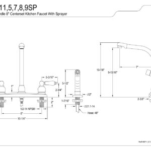 Kingston Brass KB718SP Victorian High Arch Kitchen Faucet with Sprayer, 7-Inch, Brushed Nickel