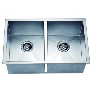 dawn dsq271616 undermount equal double square sink, polished satin