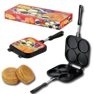 japanbargain 4742, japanese obanyaki pan stuffed pancake toaster large 3 inch pancake maker nonstick aluminum pan, four molds