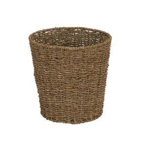 household essentials ml-5692 woven seagrass wicker waste bin - for bathrooms and bedrooms - natural,brown,small