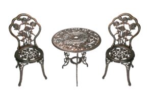 oakland living 3-piece rose bistro set with 23.5-inch cast aluminum top table