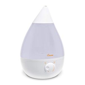 crane ultrasonic cool mist humidifier for bedroom, baby nursery, kids room, plants, or office, large 1 gallon tank, filter optional, white