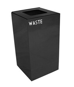 witt industries 28gc03-cb steel 28-gallon geo cube recycling container, square opening, legend "waste", square, 15" width x 15" depth x 28" height, charcoal