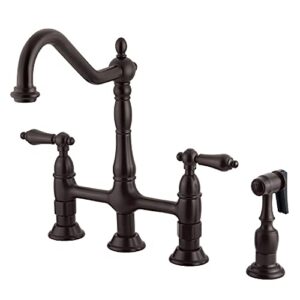 kingston brass ks1275albs heritage bridge kitchen faucet, 8-3/4", oil-rubbed bronze