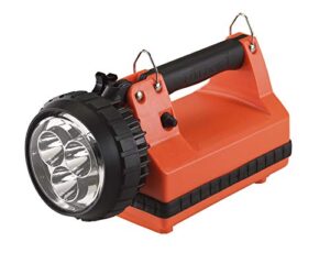 streamlight 45857 e-spot litebox 1500-lumen 110000 candela rechargeable spot beam lantern with power failure system, ac/dc charging, heavy duty shoulder strap and mounting rack, orange