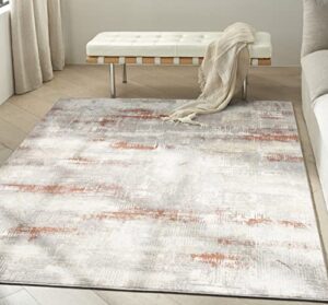 calvin klein rush ivory/muti 8' x 10' area-rug, modern, abstract, easy-cleaning, non shedding, bed room, living room, dining room, kitchen (8' x 10')