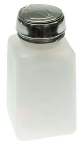 menda 35309 high-density polyethylene/hdpe/steel/low-density polyethylene/ldpe dispensing bottle, one-touch liquid dispenser pump, natural square hdpe, 6 oz., 6 fl. oz. capacity