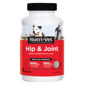 nutri-vet hip & joint chewable dog supplements - formulated with glucosamine & chondroitin for dogs - 180 count