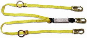 guardian fall protection 01291 6-foot double leg tie-back lanyard with adjustable d-ring , yellow