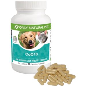 only natural pet coq10 for dogs & cats, heart and cardiovascular health support, coenzyme q10 ubiquinone - 90 capsules