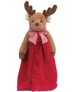 bearington baby lil' reindeer snuggler, 15 inch christmas plush stuffed animal security blanket lovey for babies