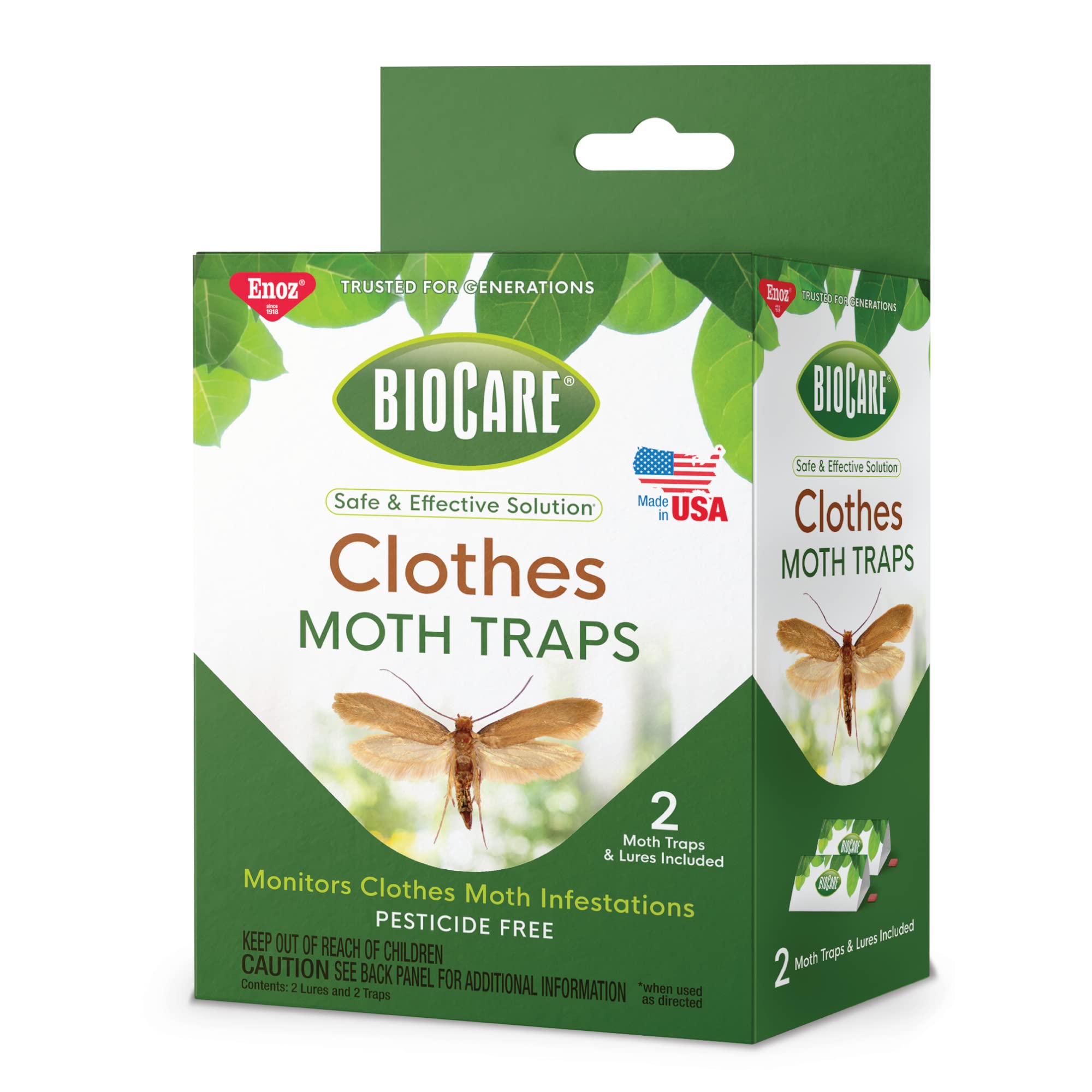 Enoz BioCare Clothes Moth Traps with Pheromone Lures, 2 Traps with Lures