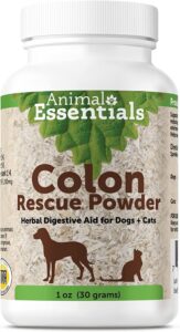 animal essentials colon rescue powder - herbal digestive aid for dogs & cats, phytomucil, healthy gastrointestinal tract, certified organic herbs, no preservatives, glycerin-based formula - 1 oz