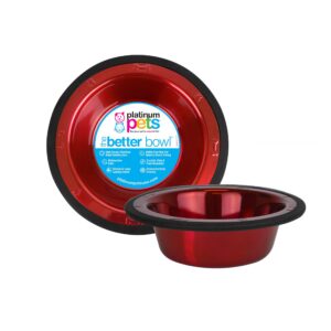 platinum pets switchin stainless steel cat/dog bowl, candy apple red, medium