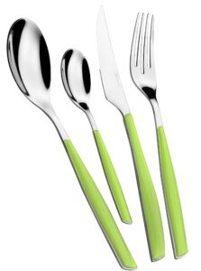 bugatti, glamour, 24-piece cutlery set in 18/10 stainless steel and green apple handle. 6-person cutlery set consisting of 6 spoons, 6 forks, 6 knives and 6 coffee spoons