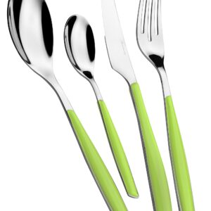 BUGATTI, Glamour, 24-piece Cutlery Set in 18/10 Stainless Steel and GREEN APPLE handle. 6-person Cutlery Set consisting of 6 spoons, 6 forks, 6 knives and 6 coffee spoons