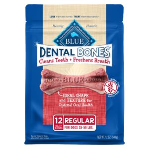 blue buffalo dental bones regular natural dental chew dog treats bag