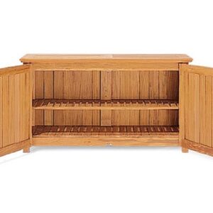 TeakStation Grade-A Teak Wood Outdoor Patio Garden Chest Storage Cabinet