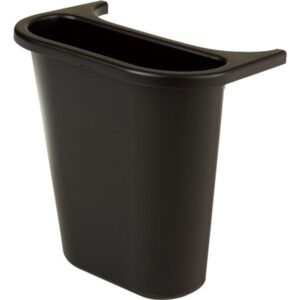 rubbermaid commercial products plastic resin deskside wastebasket/recycling side saddle basket, black, for home/office/under desk