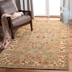 safavieh heritage collection area rug - 6' x 9', light green & beige, handmade traditional oriental wool, ideal for high traffic areas in living room, bedroom (hg959a)