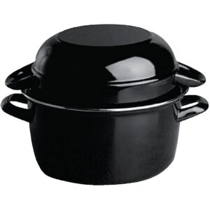 olympia cf269 mussel pot 0.5kg 140mm stainless steel black stockpot saucepan cookware,130(a) x 125(p) x 140(diámetro