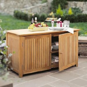 TeakStation Grade-A Teak Wood Outdoor Patio Garden Chest Storage Cabinet