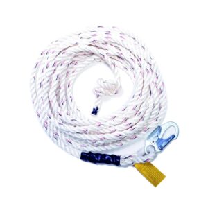 guardian 11333 vl58-100 standard 5/8 inch thick 3 strand white polydac rope with snaphook end, 100-foot