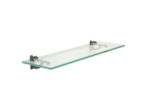 clear floating glass shelf 6" x 21" in black