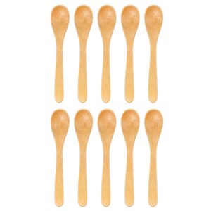 bamboomn bamboo serving spoons, mini salt sugar spoon, tiny wooden spoons for spices, carbonized brown round head 4.3", 10 pieces